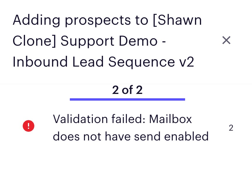 Validation Failed: Mailbox does not have send enabled – Outreach Support