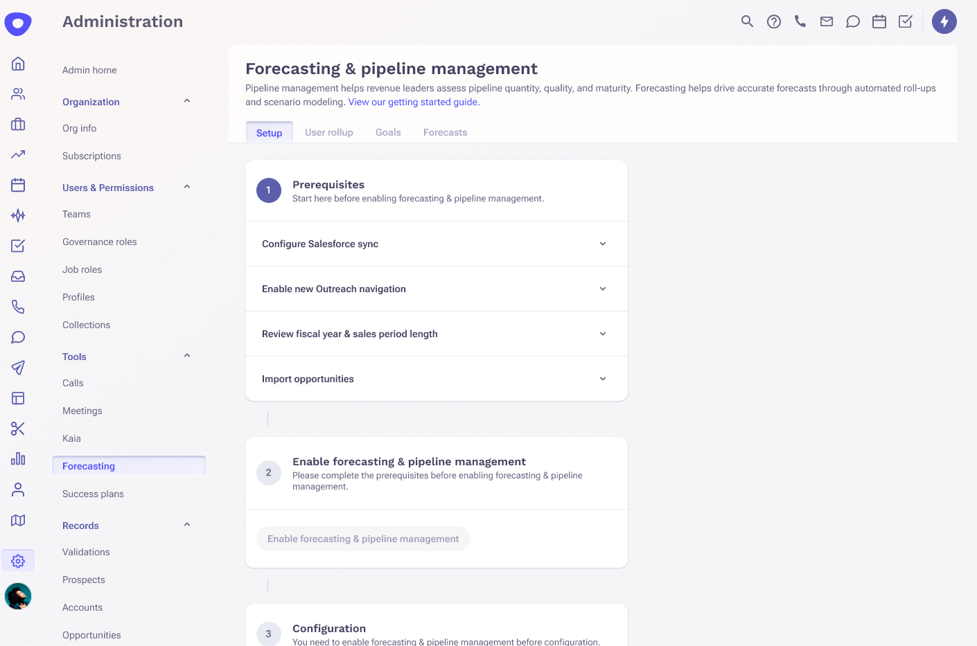 Enabling Forecasting and Pipeline Management Capabilities in Outreach – Outreach Support