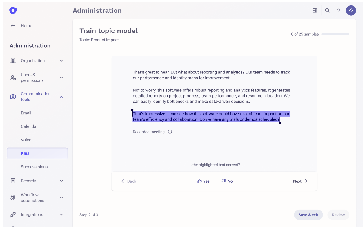 How to Use Kaia Custom Topics – Outreach Support
