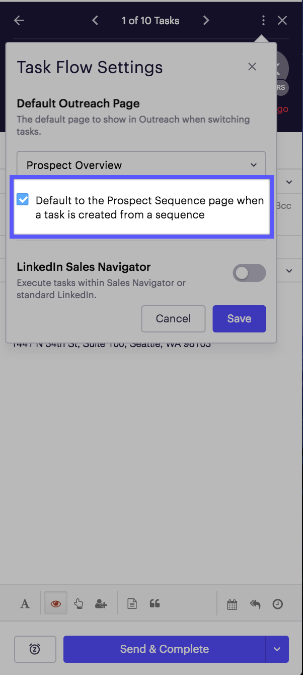 Global Sidebar Task Flow – Outreach Support