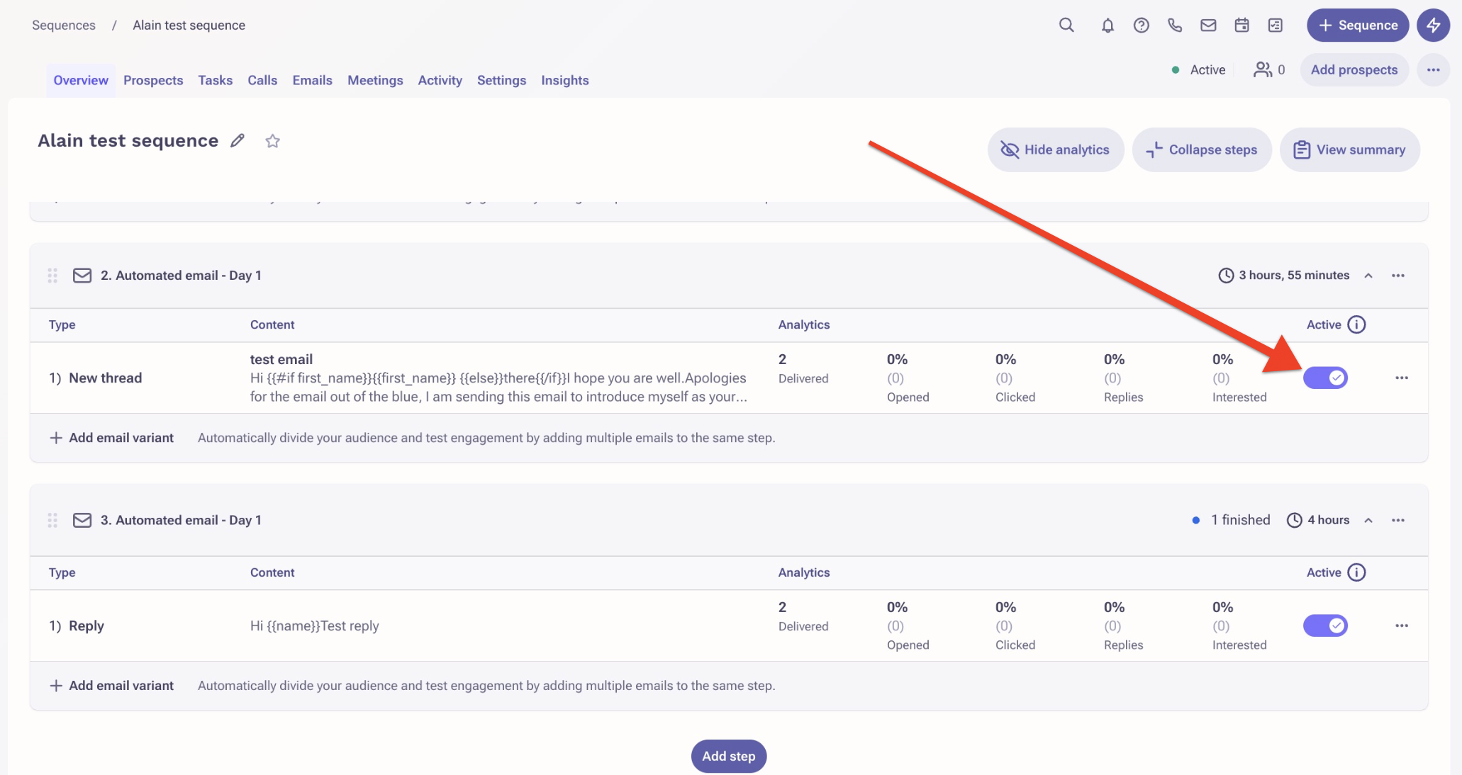 How to activate a sequence step – Outreach Support